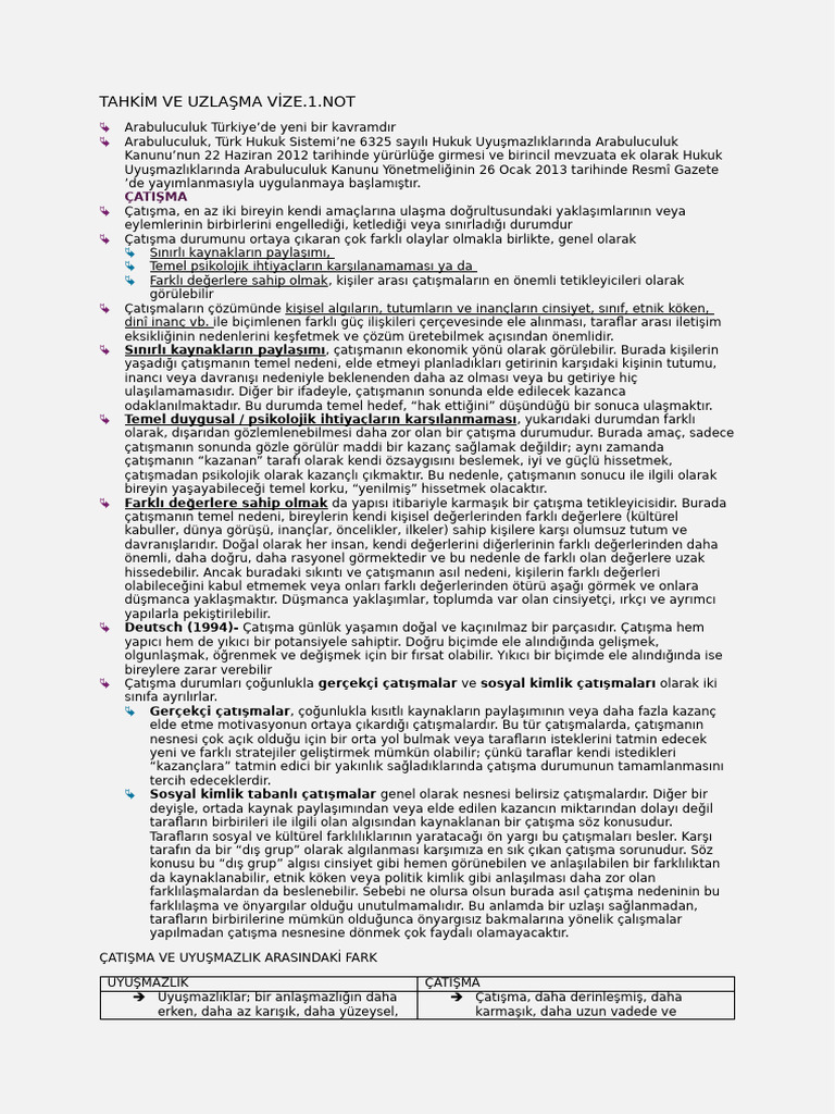 TAHKİM VE UZLAŞMA VİZE | PDF