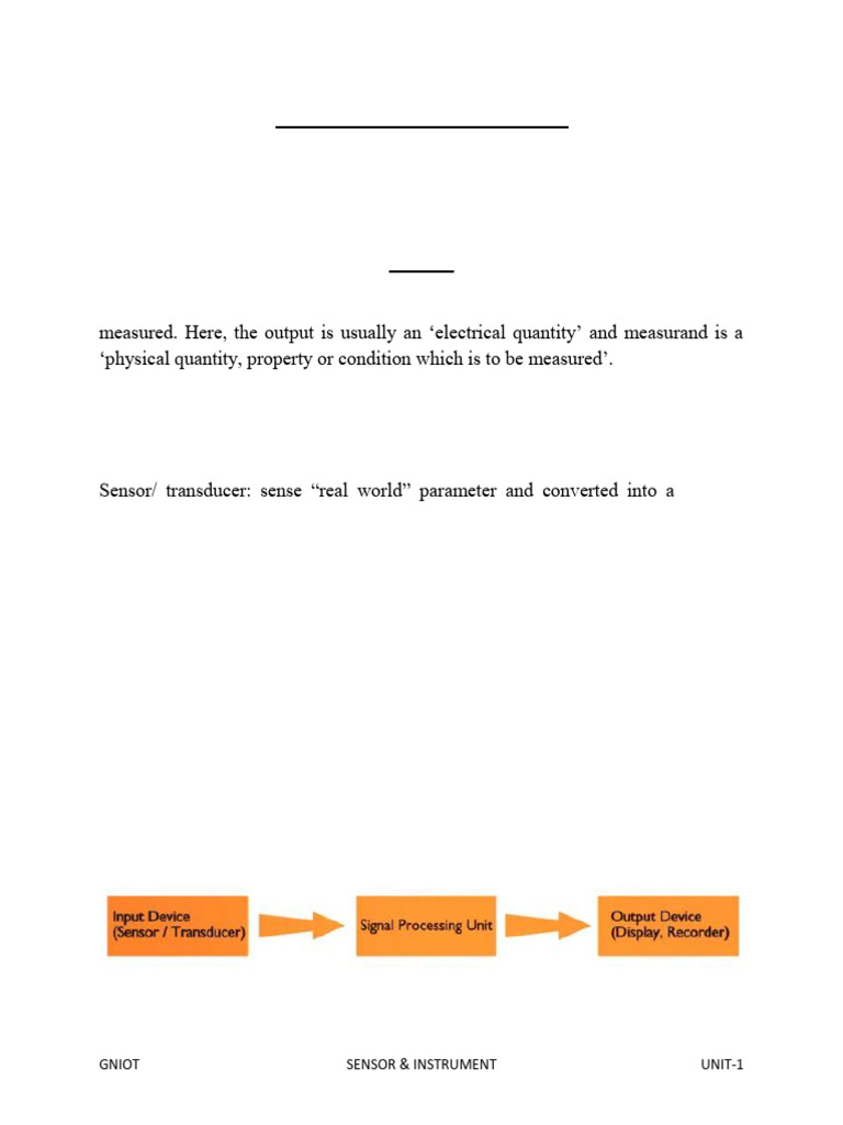 Sensor & Instrumentation Unit-1 Notes | PDF | Thermocouple | Sensor