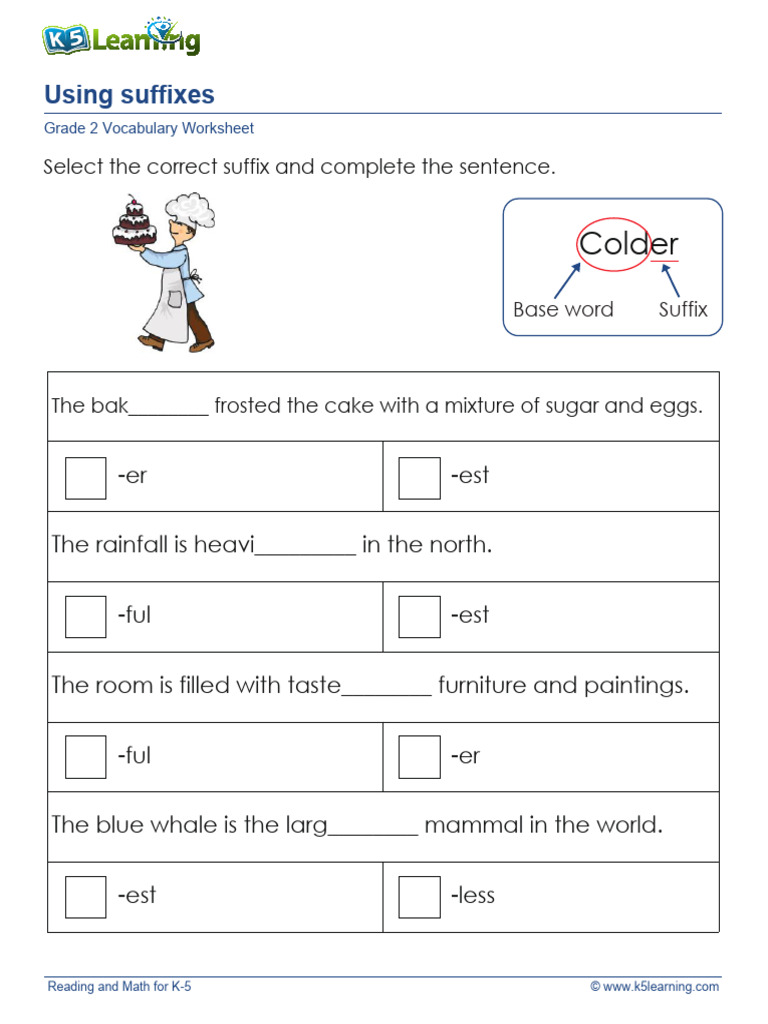 Grade 2 Identify Suffixes 1 | PDF