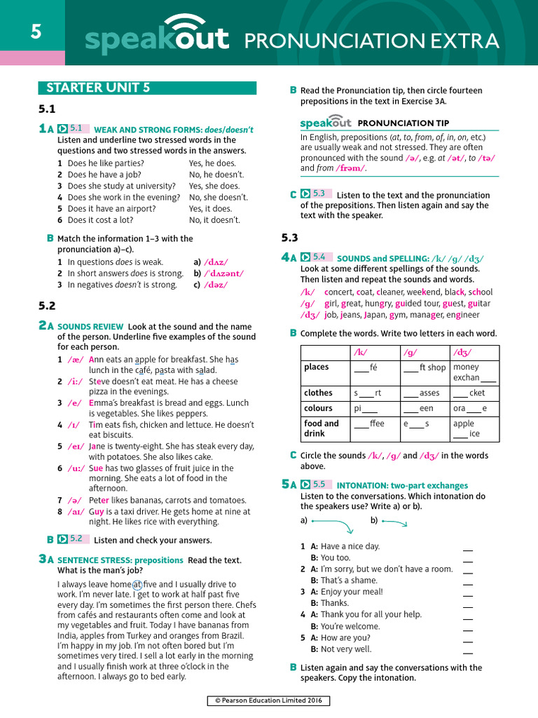 Speakout Pronunciation Extra Starter Unit 5 | PDF | Cuisine | Foods