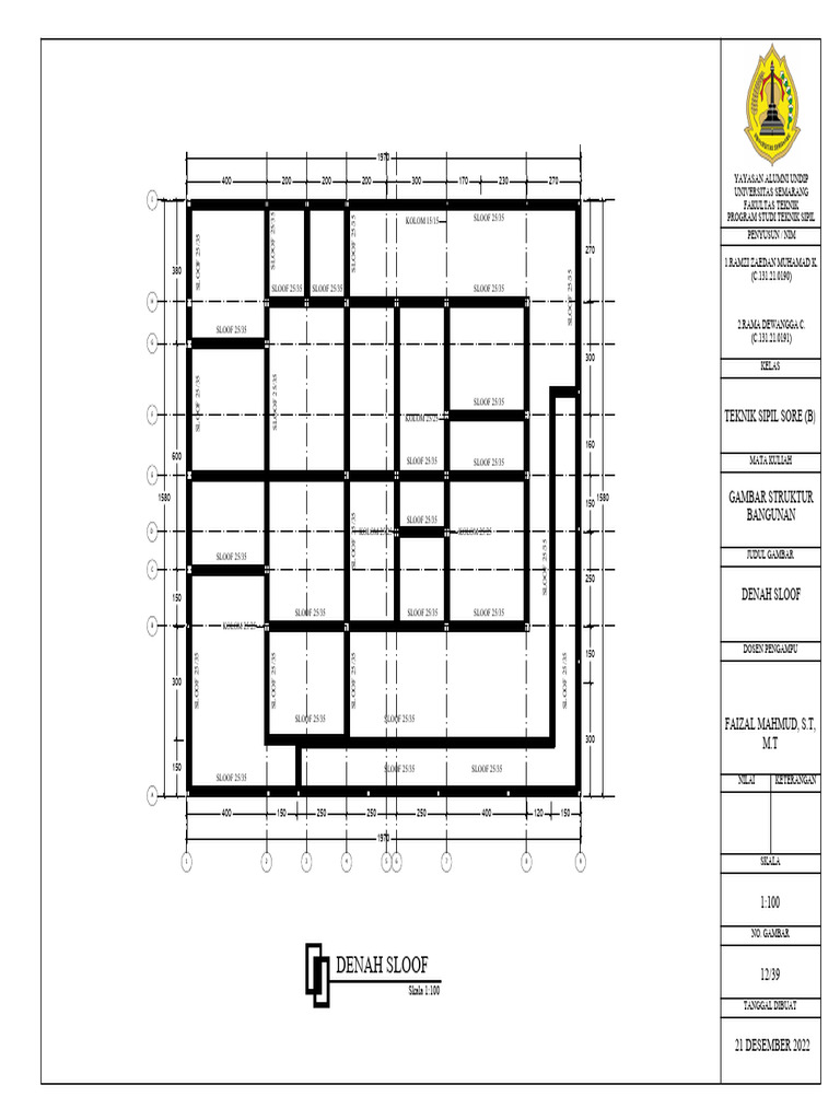 Denah Sloof Struktur Bangunan 1:100 | PDF