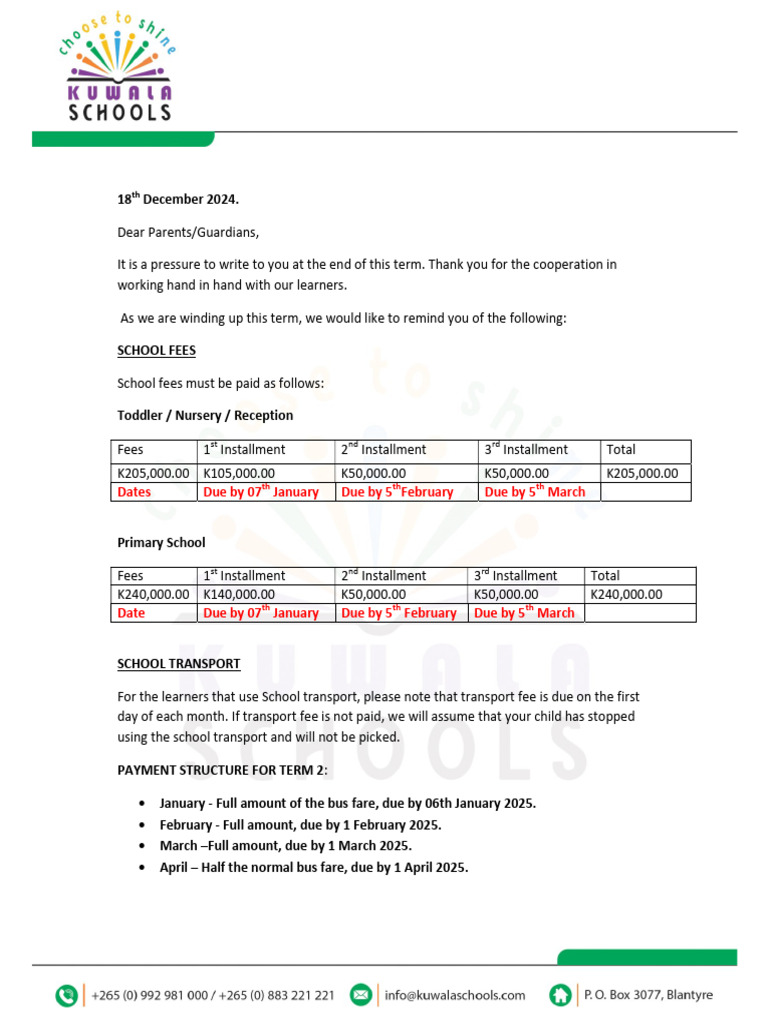 End-of-Term Letter to Parents | PDF