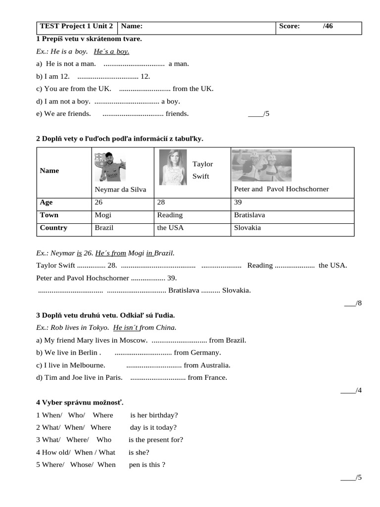 Test Project 1 Unit 2 | PDF | Animated Characters | Television Shows