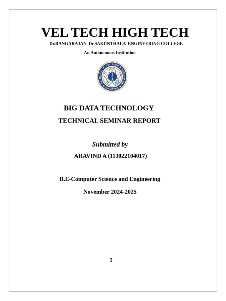 Big Data Technology Seminar Report | PDF | Apache Hadoop | Big Data