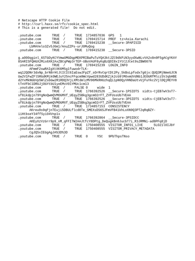 YouTube Cookie Data File | PDF