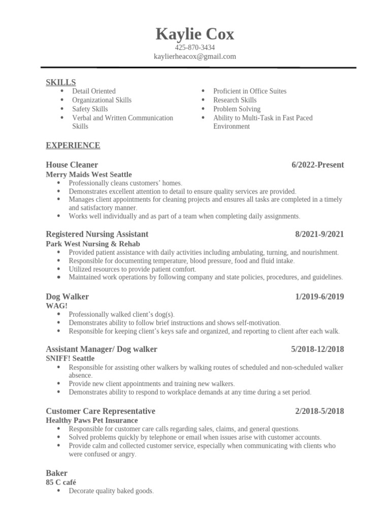 Kaylie Cox Master Resume | PDF | Nursing | Health Care
