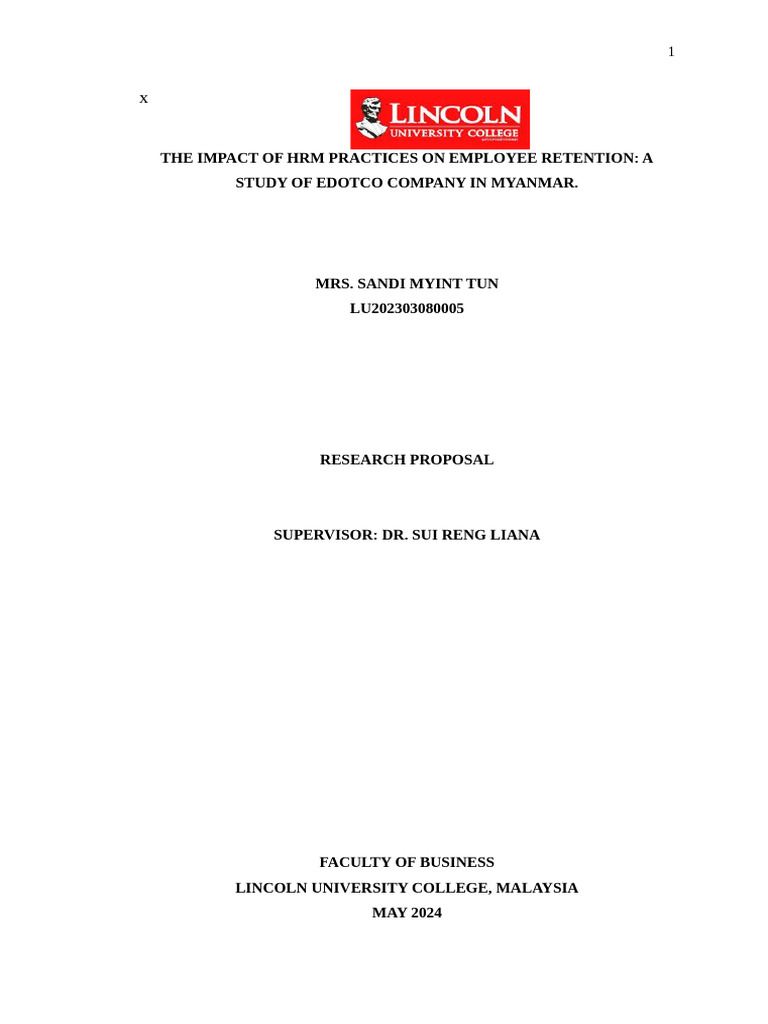 Sandi Myint Tun Proposal - Approved | PDF | Employee Retention | Human ...