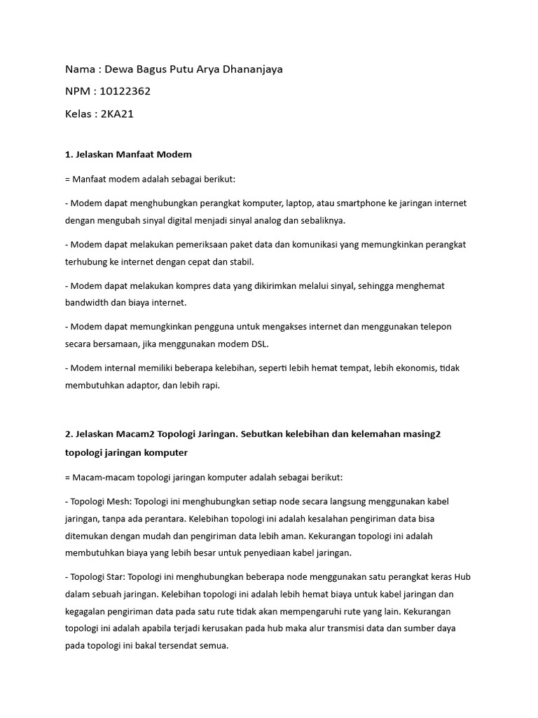 Dewa Bagus Putu Arya Dhananjaya - 10122362 - 2KA21 - Inovasi SI & New ...
