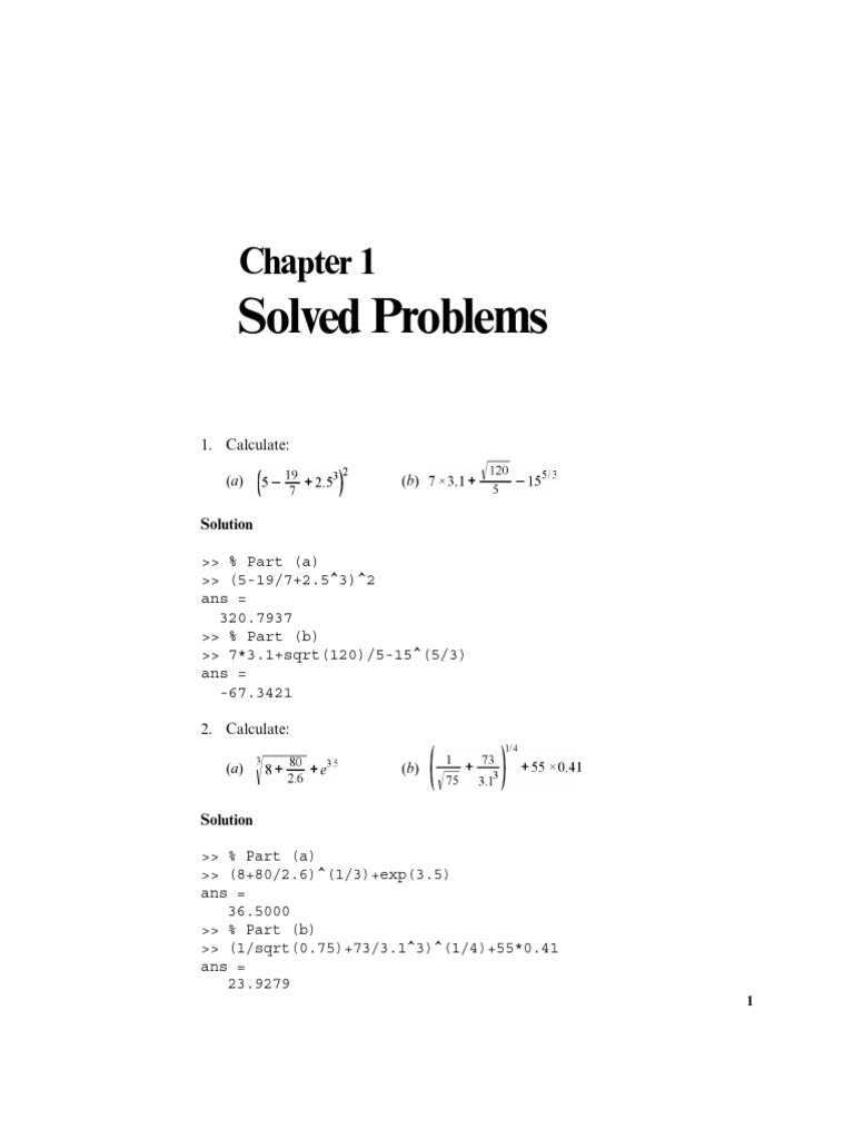 Solutions For Exercises: MATLAB (6th Edition) by Amos Gilat | PDF | Trigonometric Functions ...