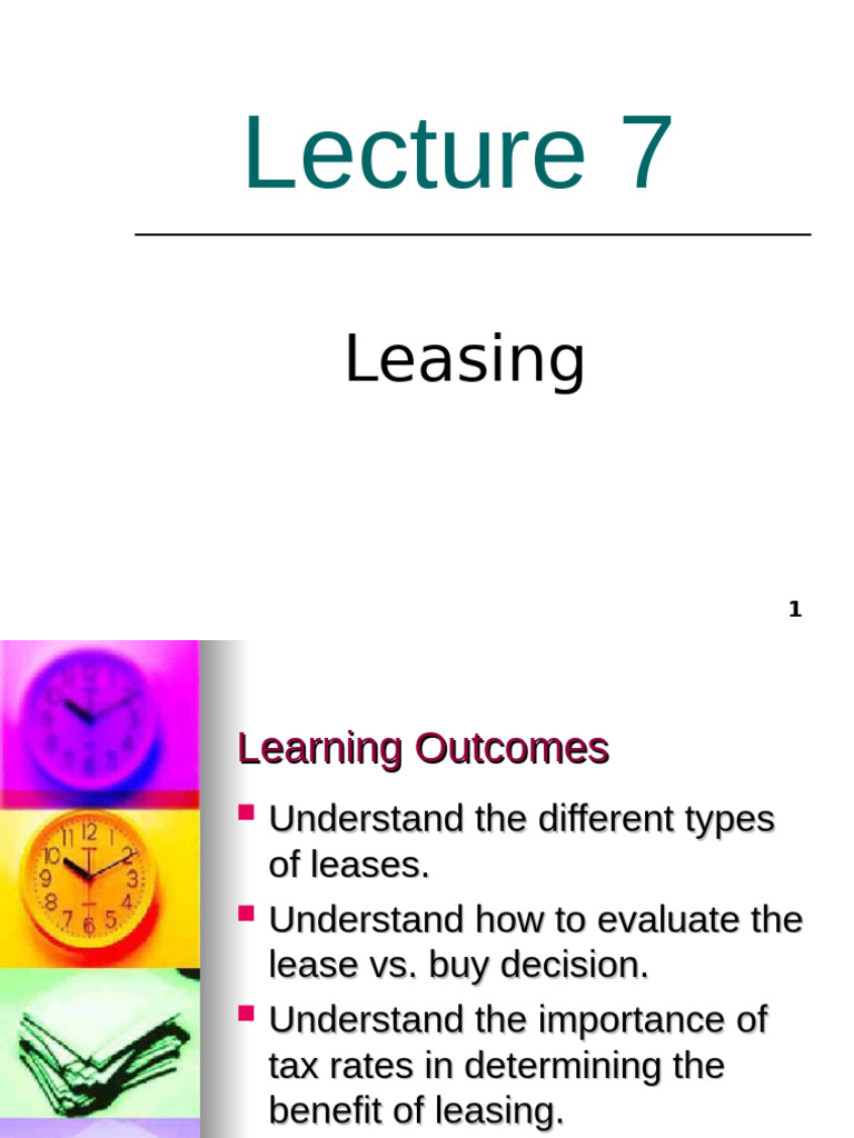 FIN3004 2024 Lecture07 | PDF | Equity (Finance) | Lease