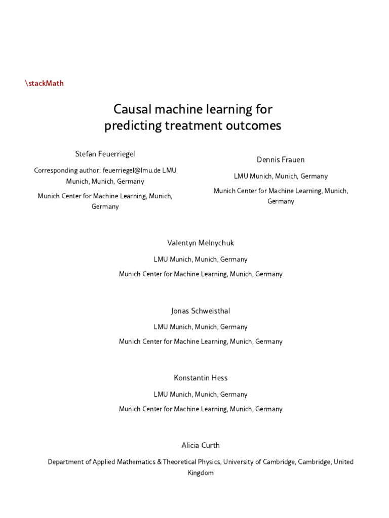 Causal Machine Learning For Predicting Treatment Outcomes | PDF | Confounding | Randomized ...