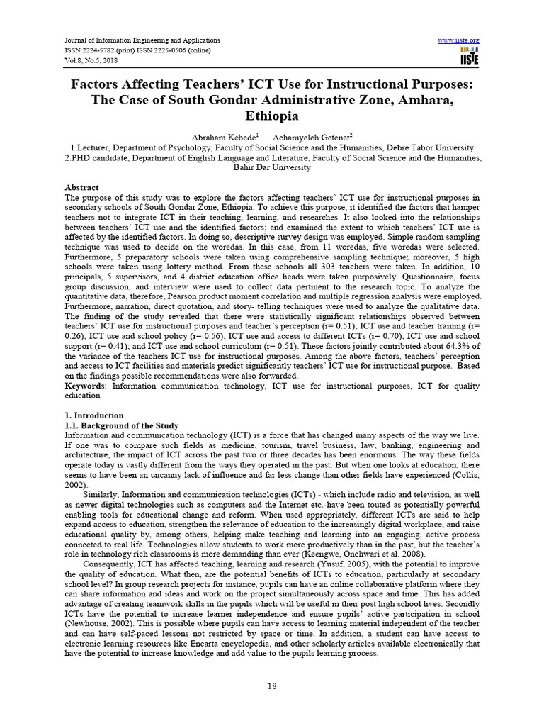 Factors Affecting Teaching Ict Pdf Educational Technology Focus Group