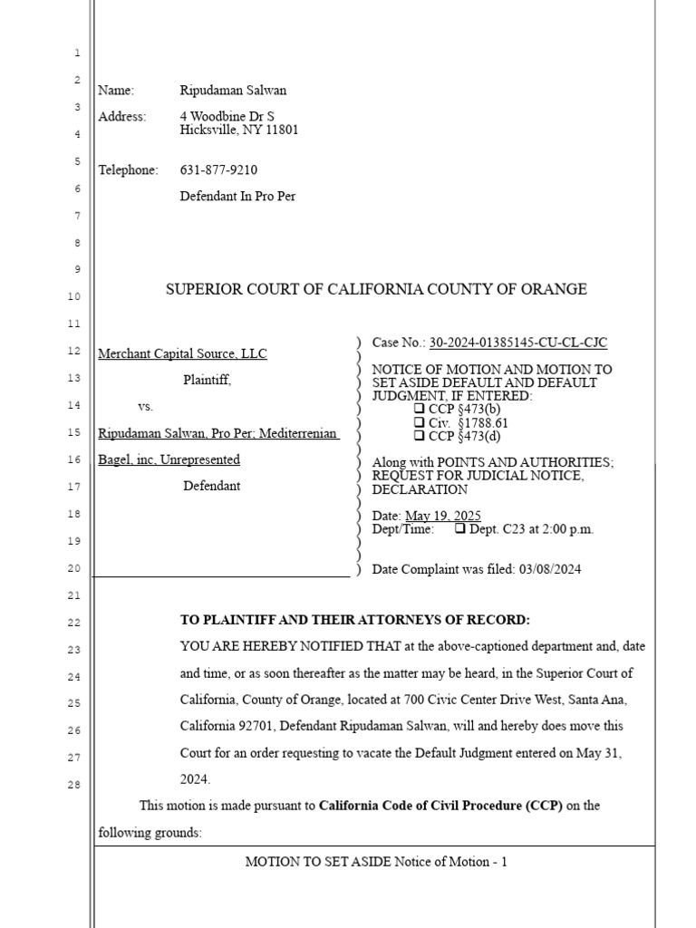 NOTICE OF MOTION Signed | PDF | Default Judgment | Common Law