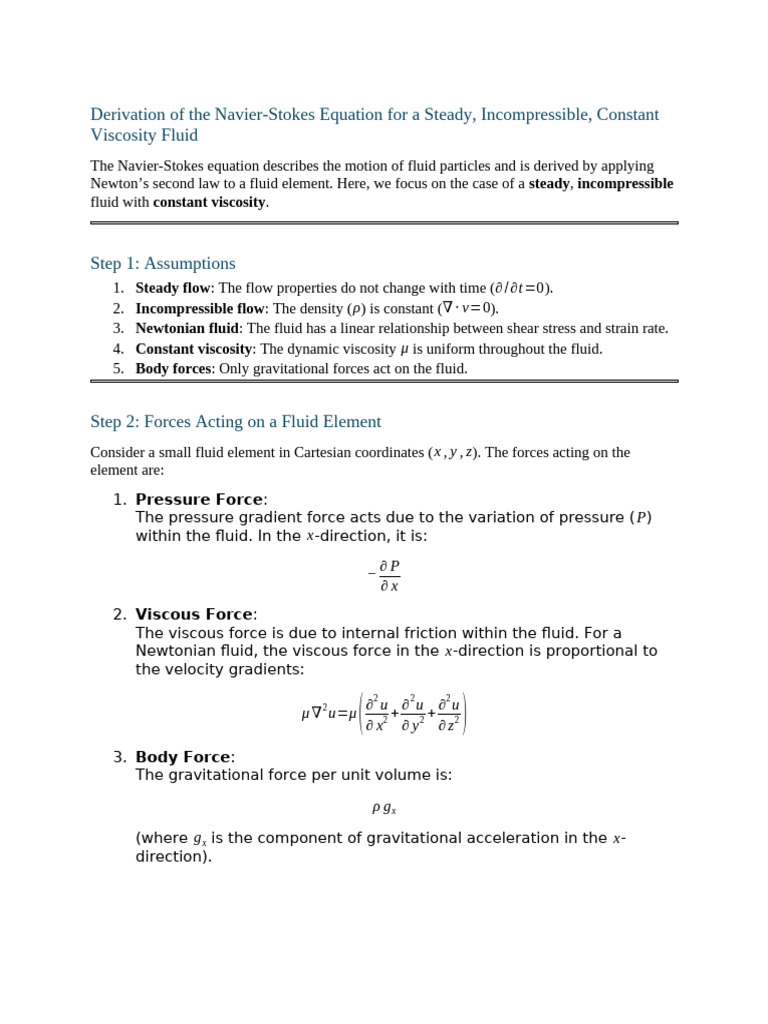 Derivation_of_th | PDF | Fluid Dynamics | Navier–Stokes Equations