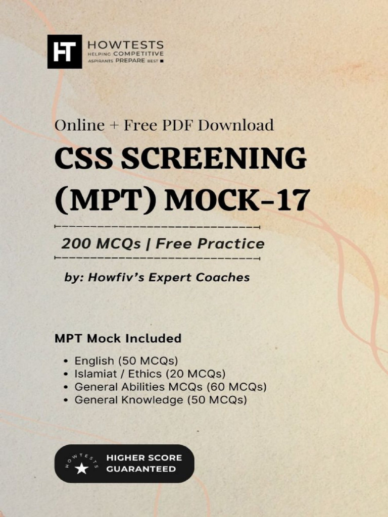 CSS Screening (MPT) Mock 17 With Answer | PDF