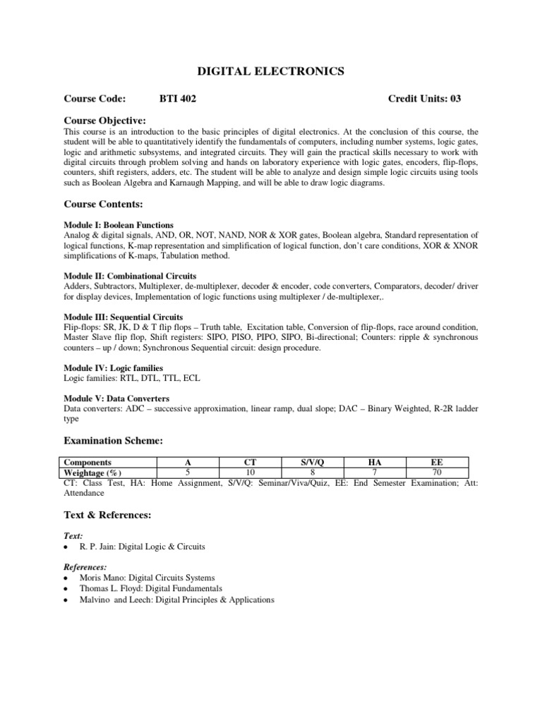 Digital Electronics Course Overview | PDF | Computers | Technology ...