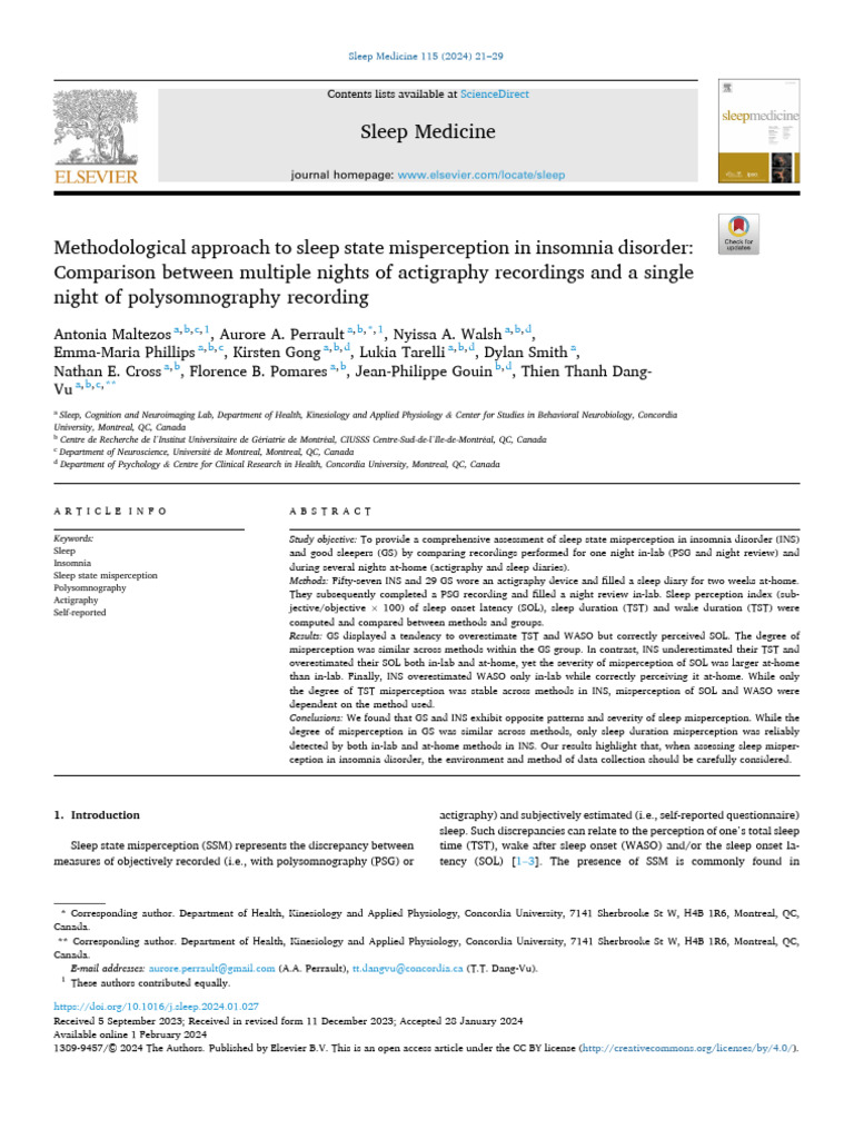 Actigraphy - Comparing Insomnia With Actigraphy and PSG | PDF | Mental ...