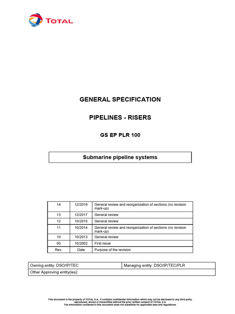 Submarine Pipeline Systems Specification | PDF | Pipe (Fluid Conveyance ...