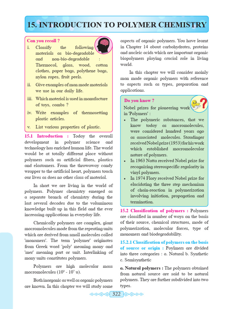 15.intro. To Polymer Chemistry | PDF | Polymers | Polymerization