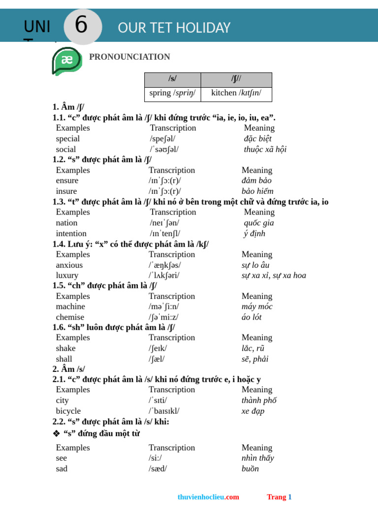 Tieng Anh 6 GLOBAL SUCCESS Unit 6 | PDF