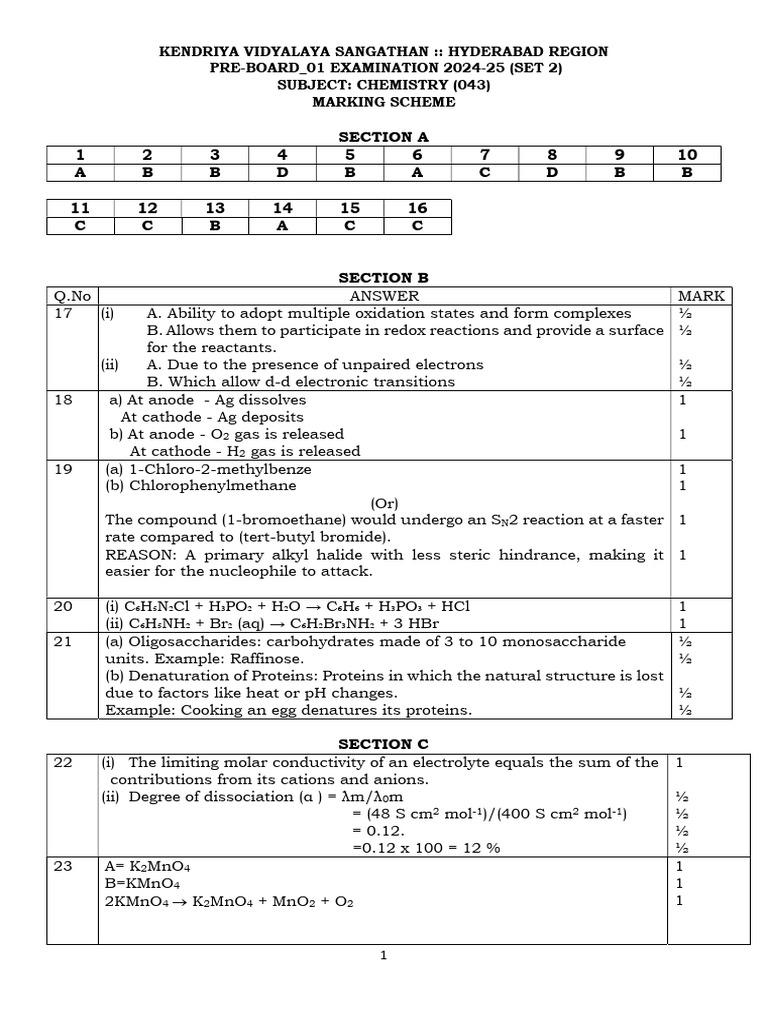 PB1 CHEMISTRY SET 2 MS | PDF | Glucose | Fructose