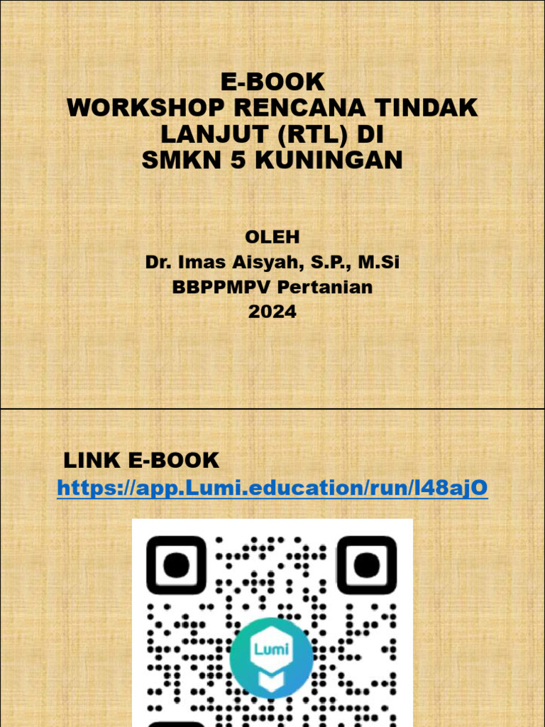 WORKSHOP RENCANA TINDAK LANJUT (RTL) DI (1) | PDF