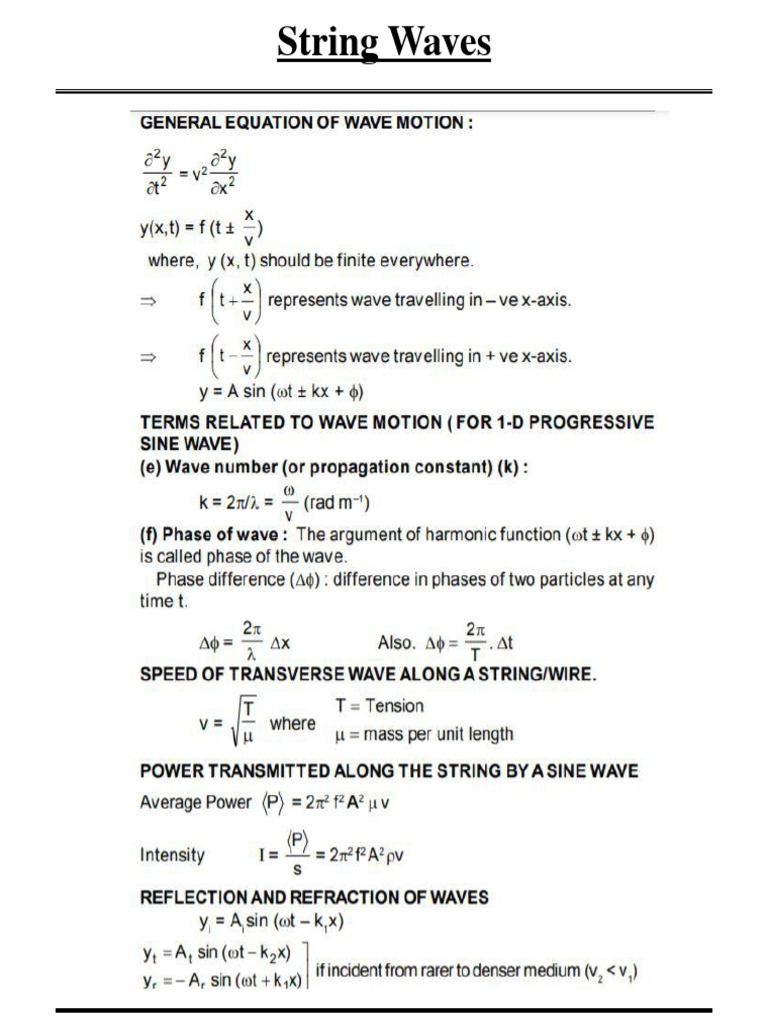 String Waves Imp Formulas | PDF