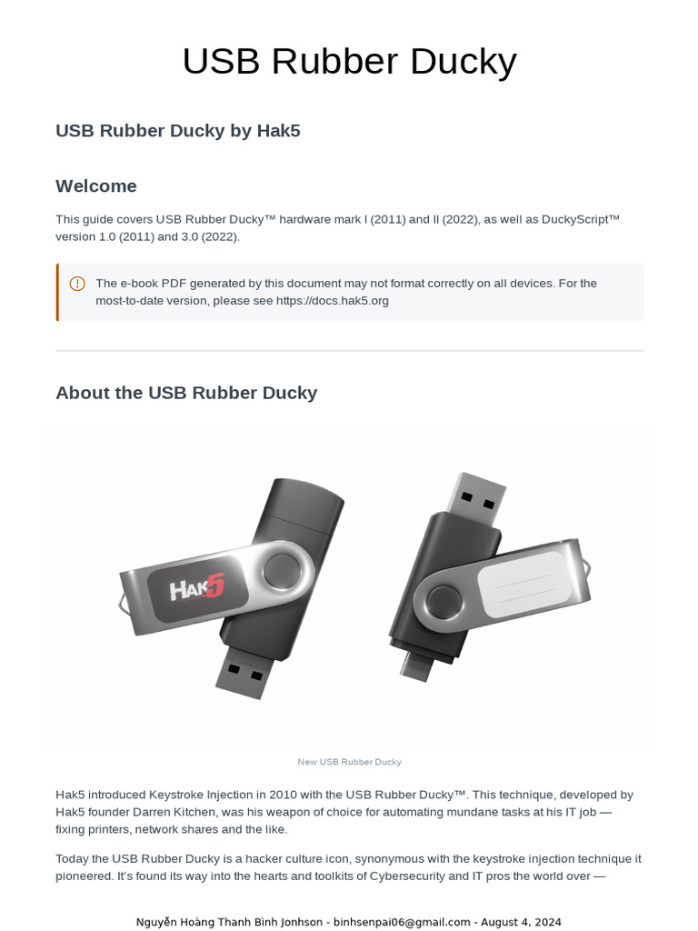 USB Rubber Ducky eBook v22.08 2 | PDF | Computer Keyboard | Integrated ...