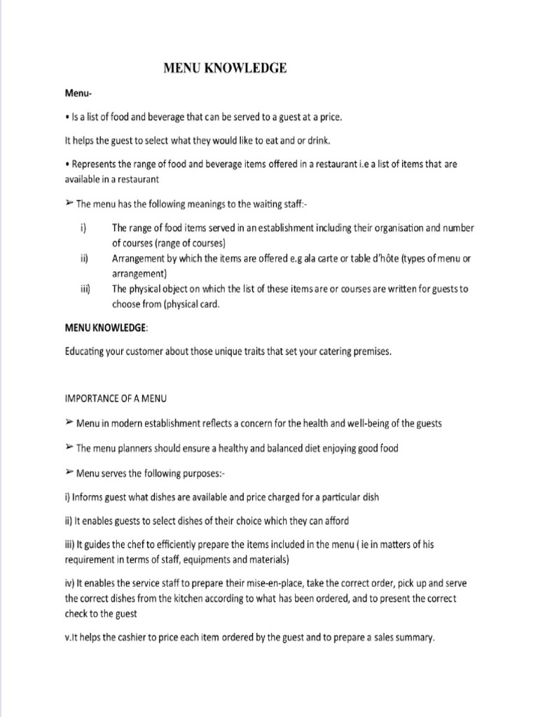 Basic Menu Knowledge | PDF