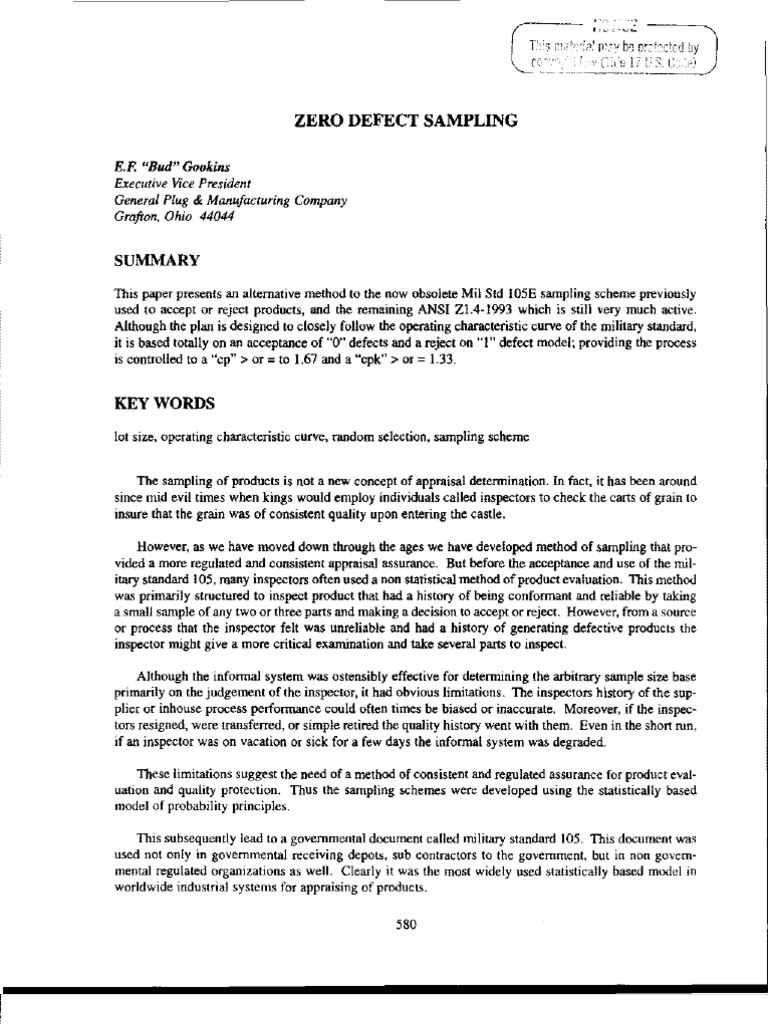 Zero Defect Sampling | PDF | Statistics | Sampling (Statistics)