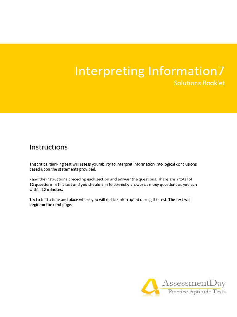 Critical Thinking Interpreting Information Solutions | PDF