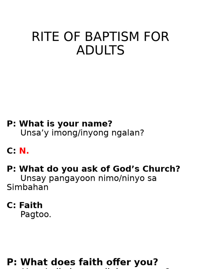 Adult Baptism Ceremony Guide | PDF