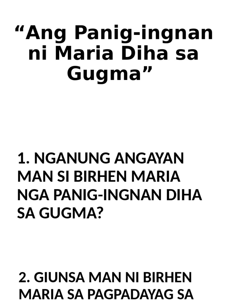 Ang Panig-Ingnan Ni Maria Diha Sa Gugma | PDF