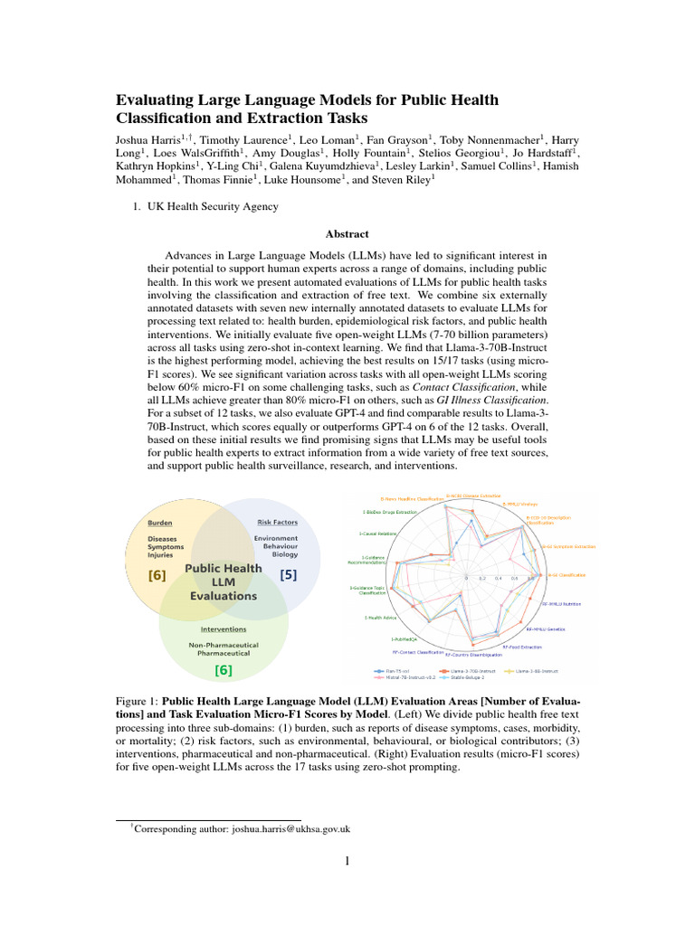 Evaluating Large Language Models For Public Health | PDF