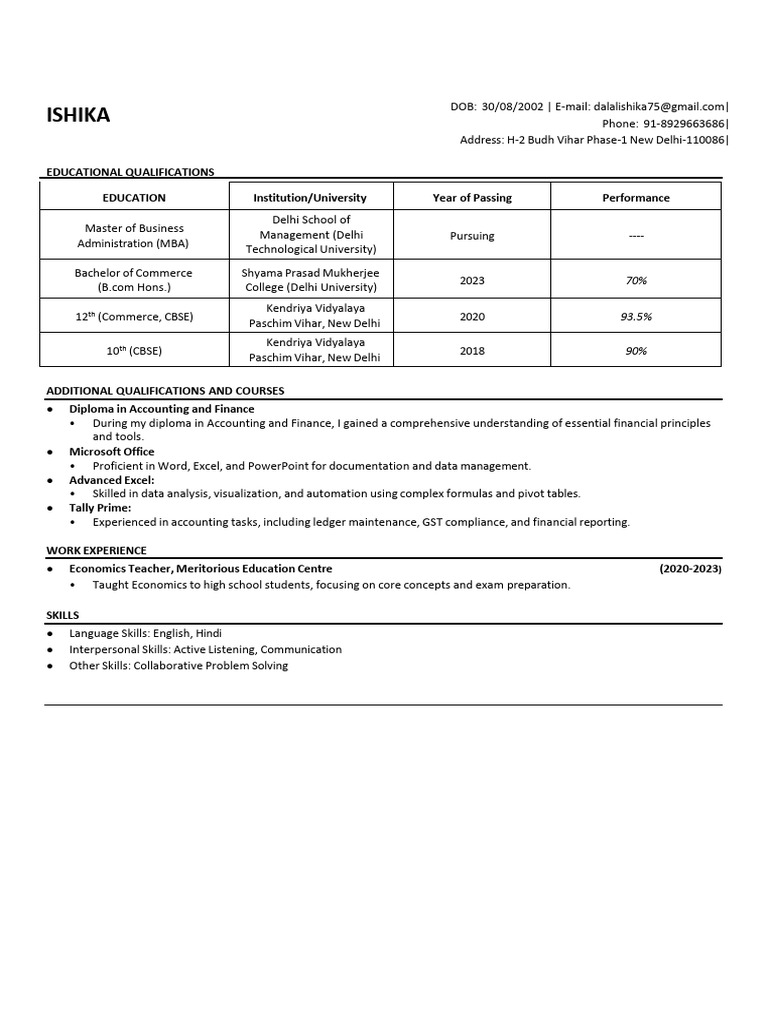 Ishika Resume | PDF