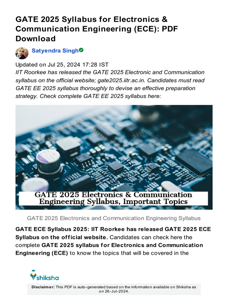 Gate Ec 2025 Syllabus | PDF | Electronic Engineering | Modulation