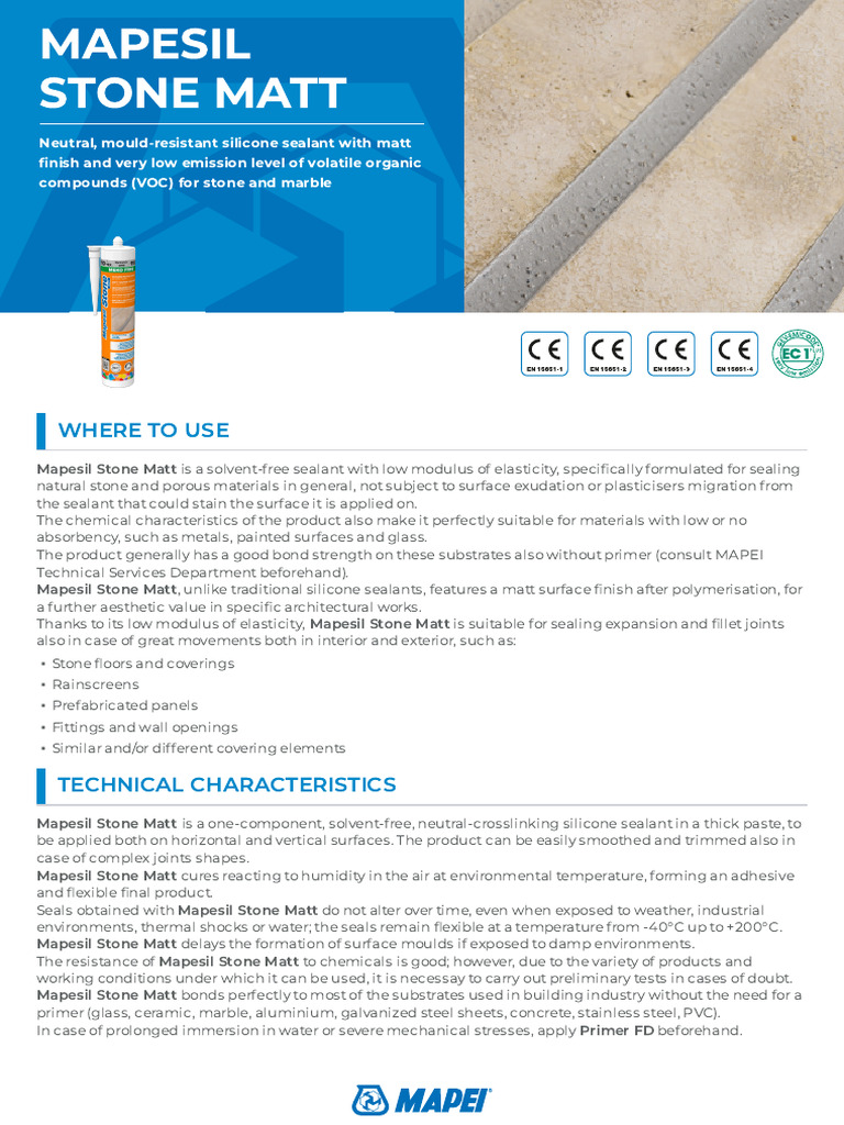1 08125 Mapesil-Stone-Matt en | PDF | Silicone | Building Engineering