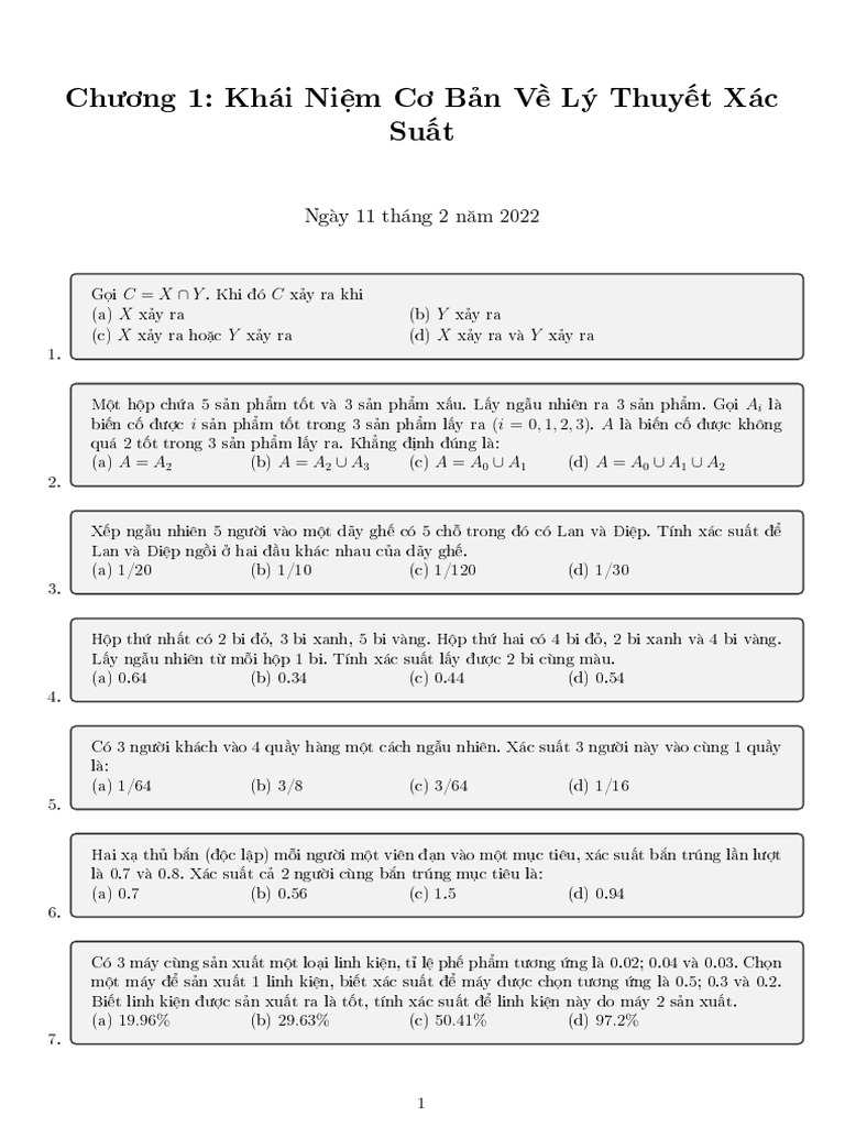 BaiTap Chuong 1 | PDF