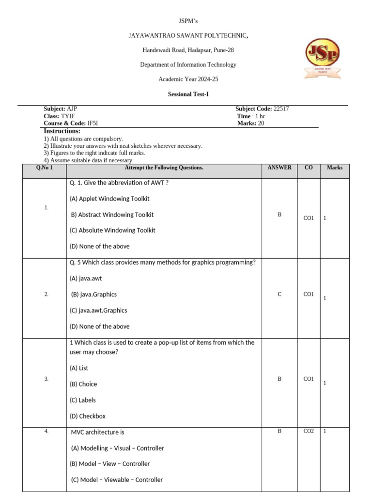 Ajp Paper Seta (Answer Paper) | PDF | Computer Programming | Computing