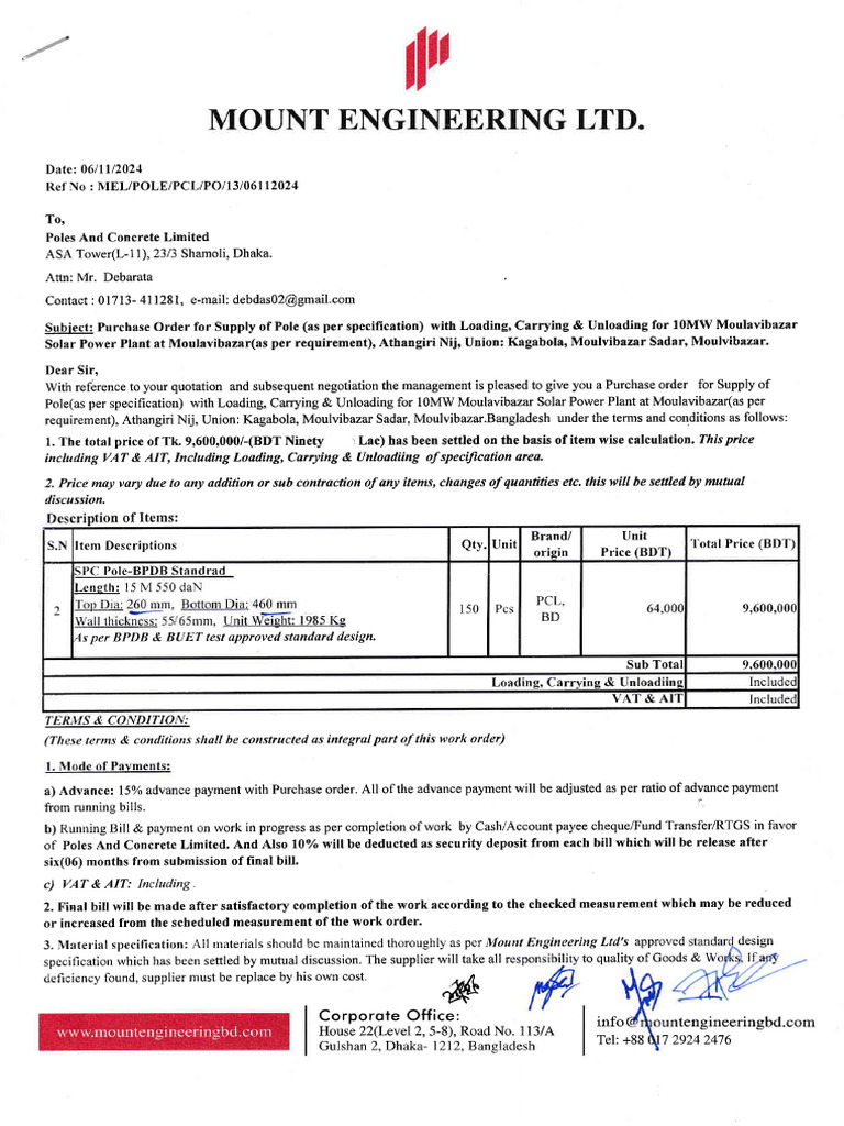 Po SPC Pole Pole & Concrete LTD - Ok | PDF | Payments