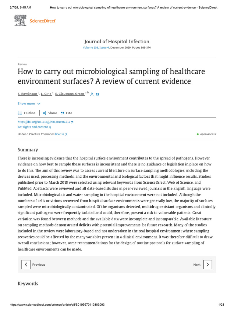 How to carry out microbiological sampling of healthcare environment ...