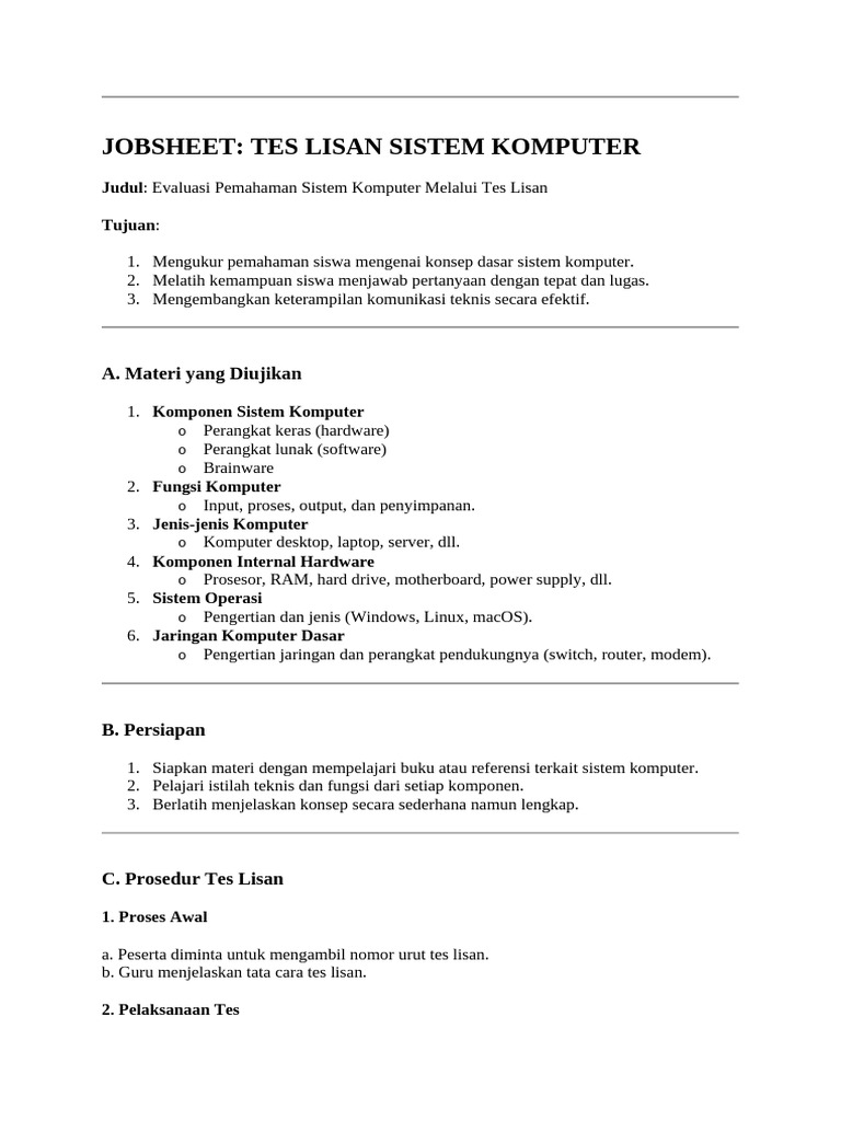 Jobsheet Sistem Komputer | PDF