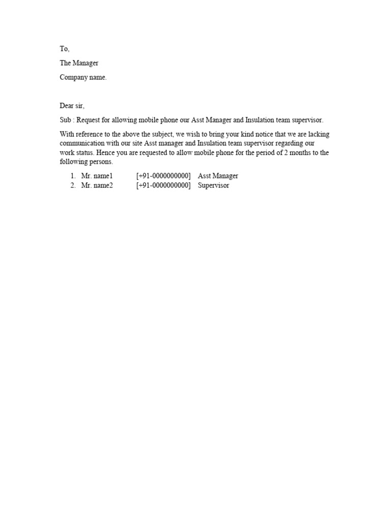 Mobile Permission Leter | PDF