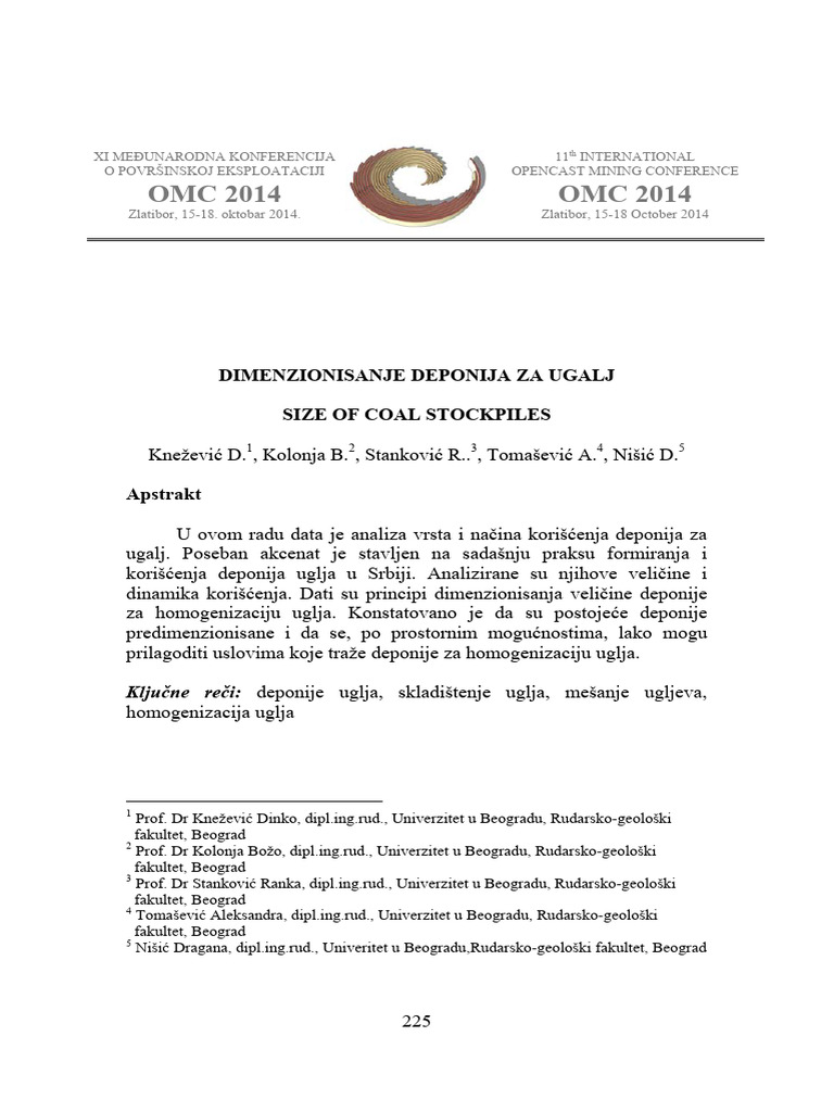 DIMENZIONISANJE DEPONIJА ZA UGALJ | PDF