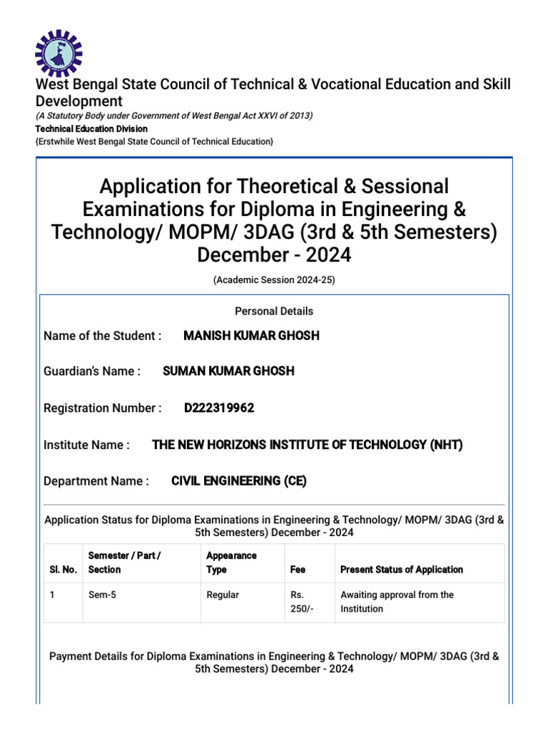 Examination Form Fillup | PDF