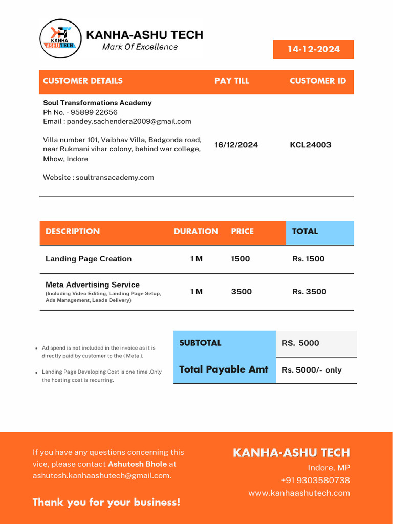 Healing Meditation Invoice - Soul Transformations Academy | PDF