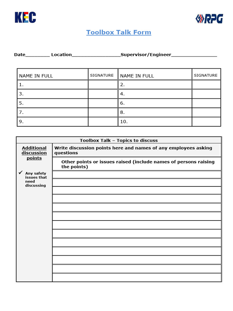 Form 02 Toolbox_Talk | PDF