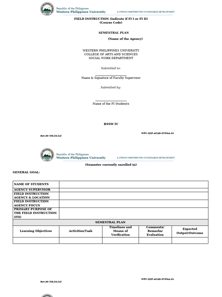 Semestral Plan Template 09.20.24 | PDF | Learning | Behavior Modification