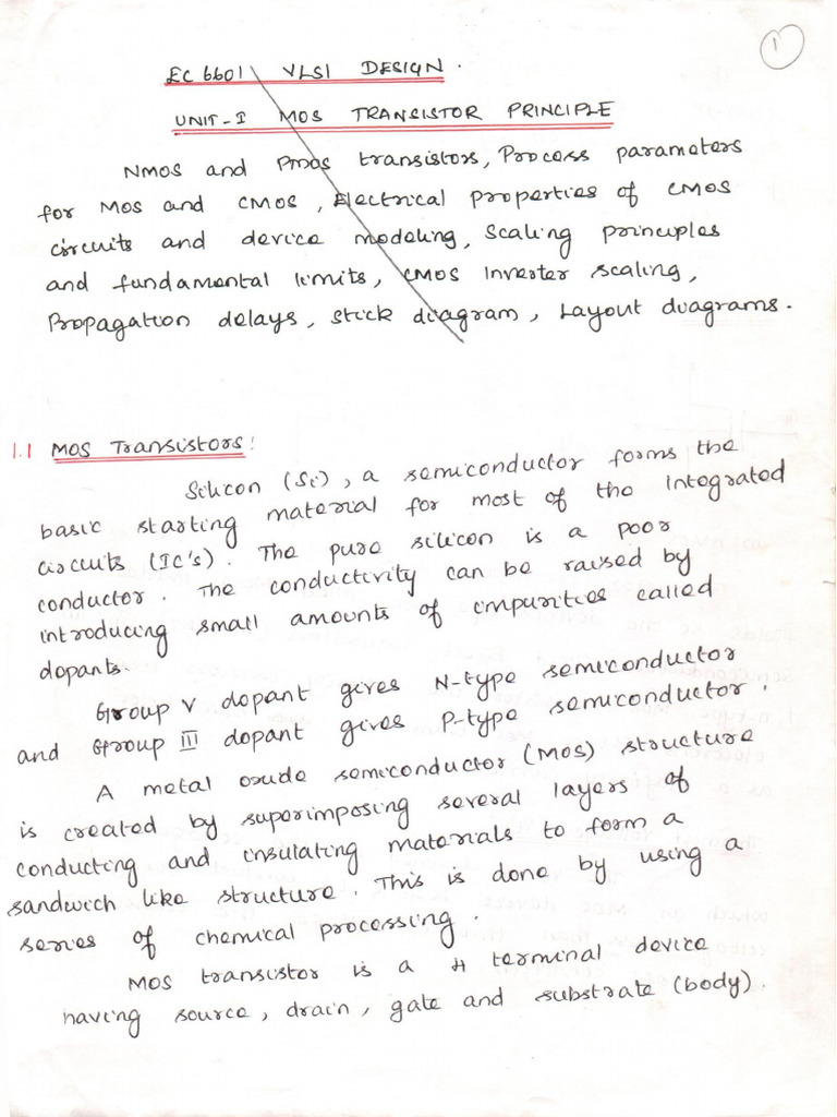 Vlsi Unit I Notes PDF | PDF