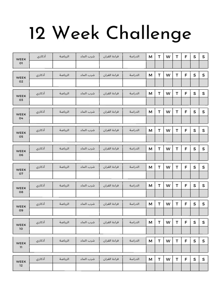 Clean and Elegant 12 Week Challenge Planner | PDF